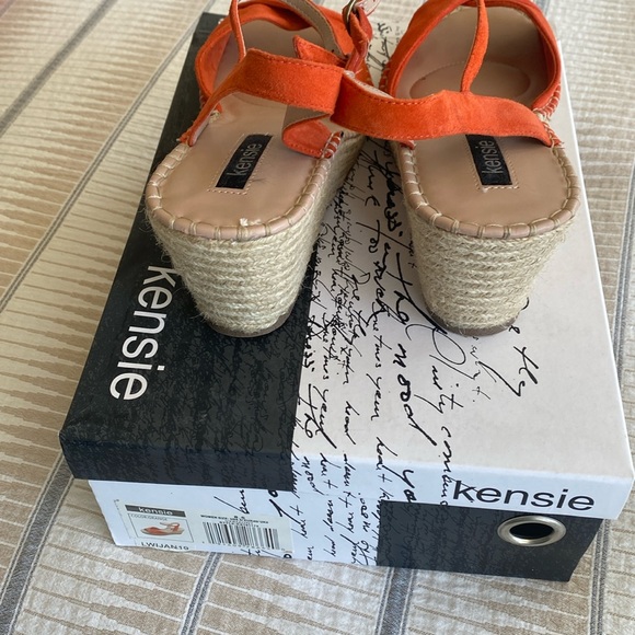Kensie | Shoes | Kenzie Orange Suede Espadrille Wedge Sandals Size 85 ...
